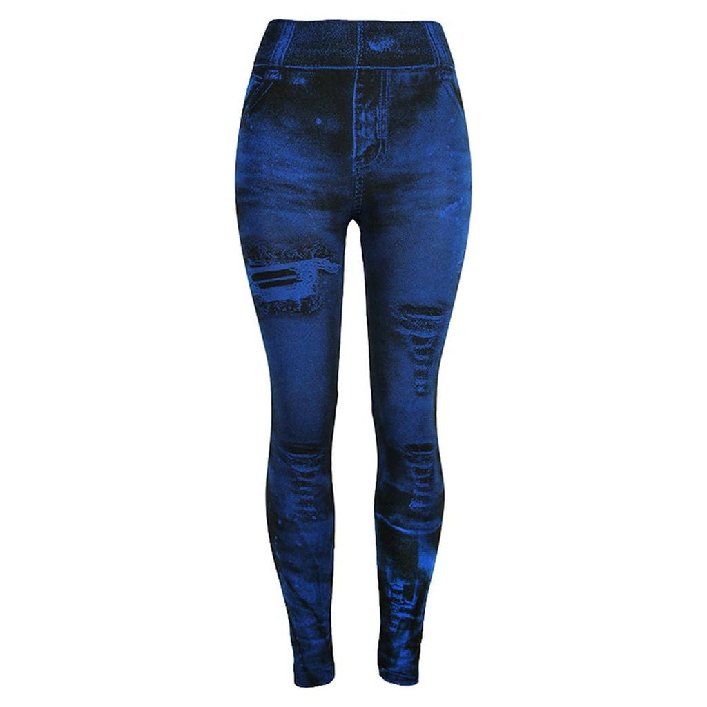 HOT SALE!!Yoga Pants Women 2025 New Women Denim Print Leggings Fake ...