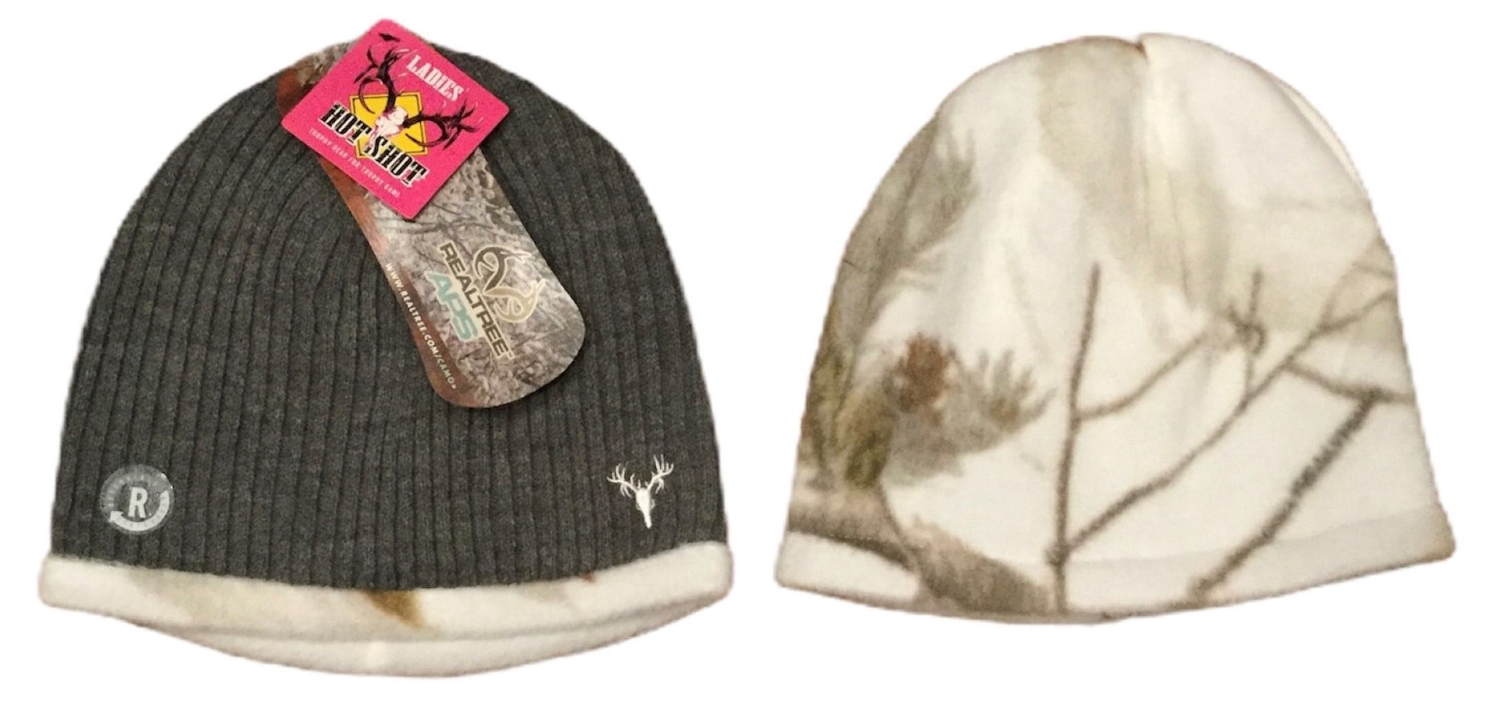 HOT SHOT Womens Realtree Camoflauge Reversible Beanie Cap Hat White ...