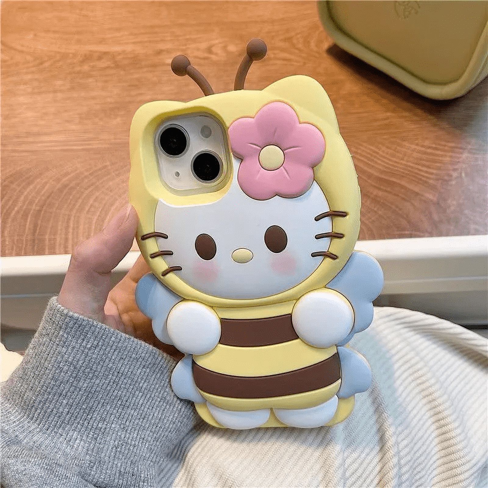 HOT Sanrio Hello Kitty 3D Bee Cases For iPhone 15 14 13 12 11 Pro Max Soft Silicone Shockproof ...