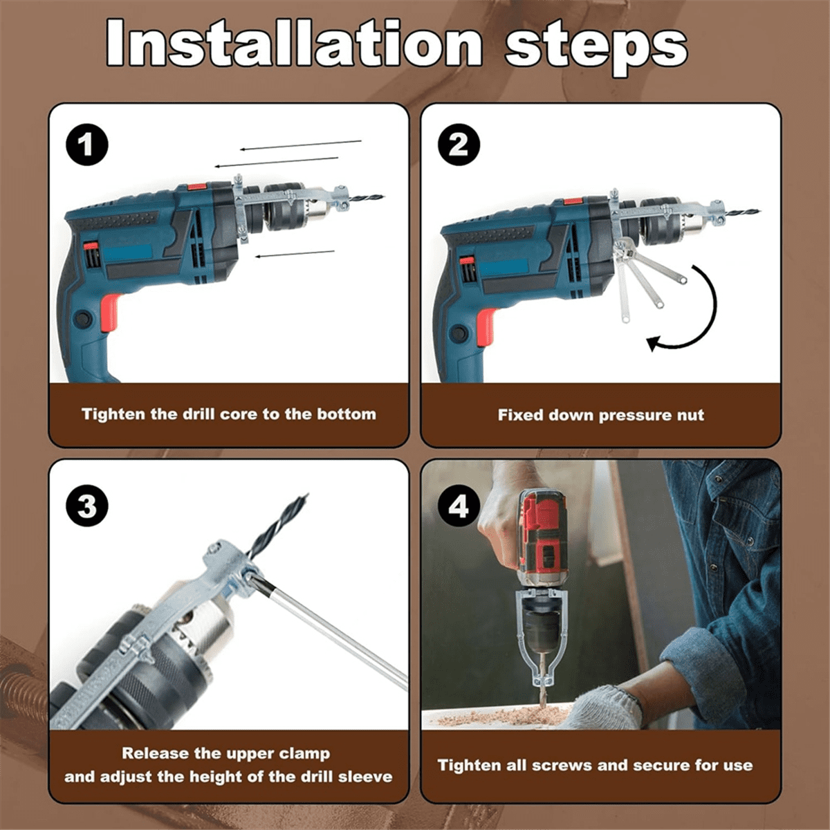 HOT! Square Hole Drill Bit Adapter, Easy Installation,Mortising ...