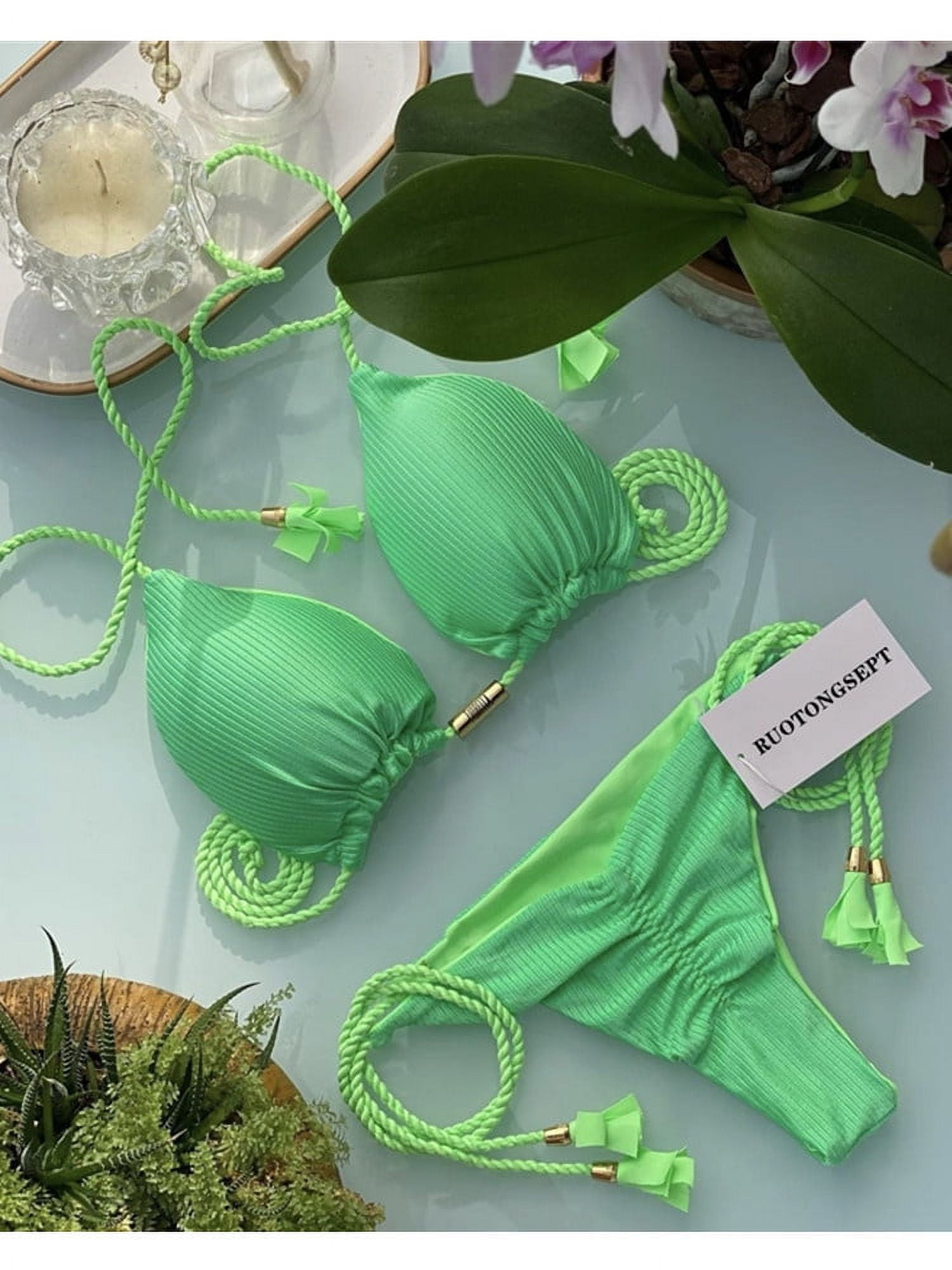 Hot Sunshine Beach Travel Sexy Bikini Girl Swimsuit Solid Bikini Set
