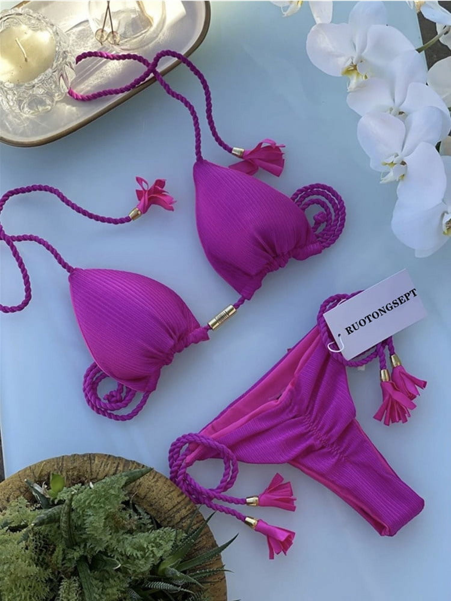 Hot Sunshine Beach Travel Sexy Bikini Girl Swimsuit Solid Bikini Set