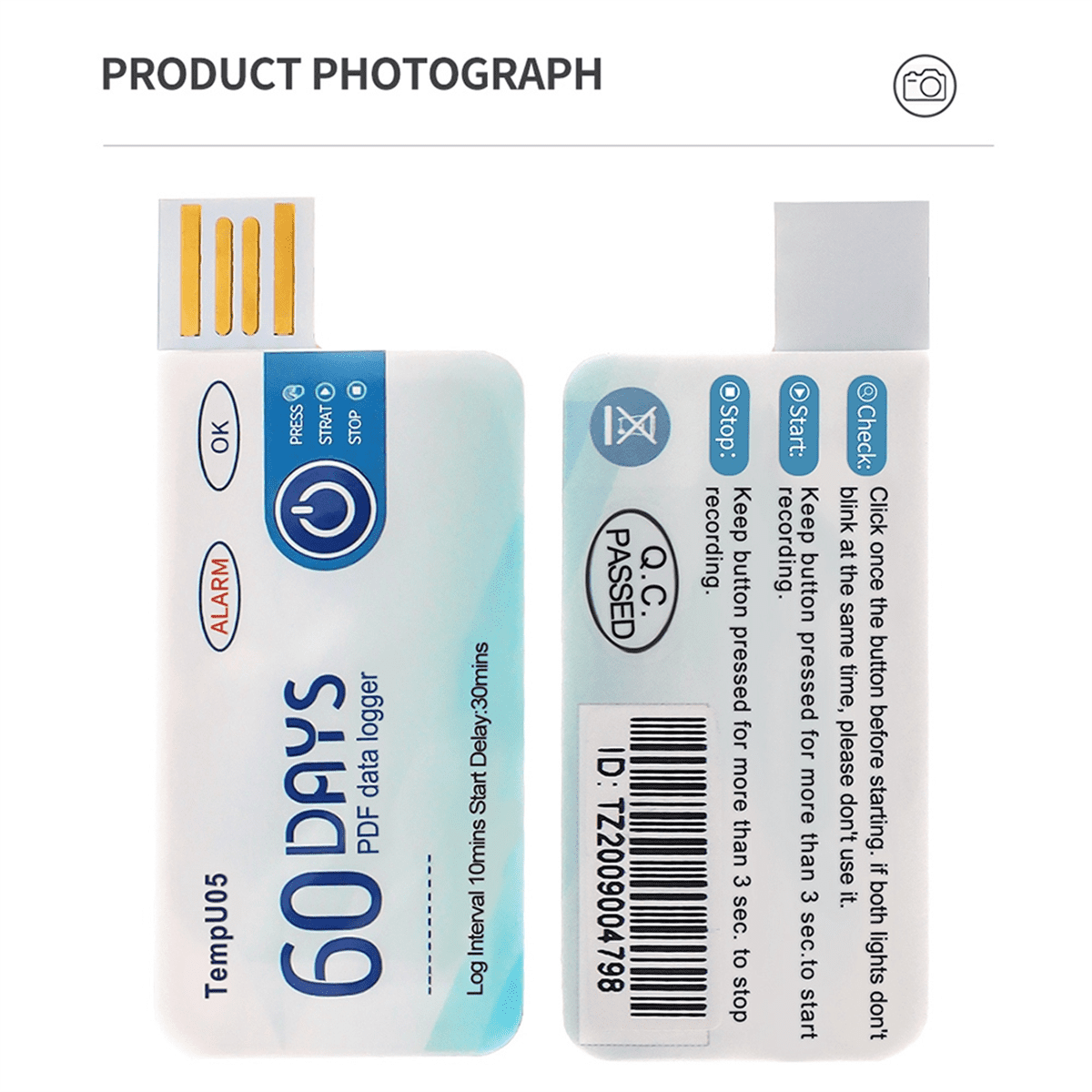 HOT! TempU05 1pcs Temperature Data Logger 60 Day Single Use Analyzer ...