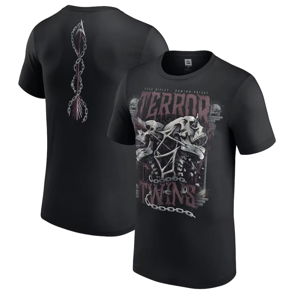 HOT Terror Twins WWE T-Shirt Men's Rhea Ripley x Damien Priest Top ...