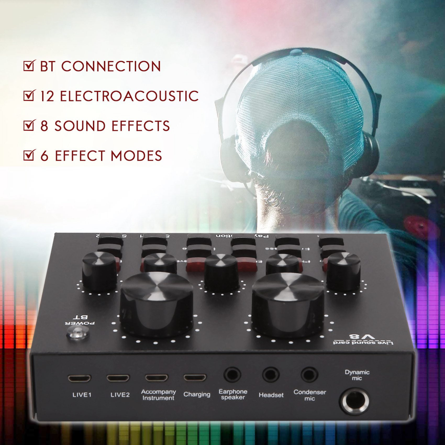 HOT! V8 Sound Card Audio Set Interface External Usb Live Microphone ...