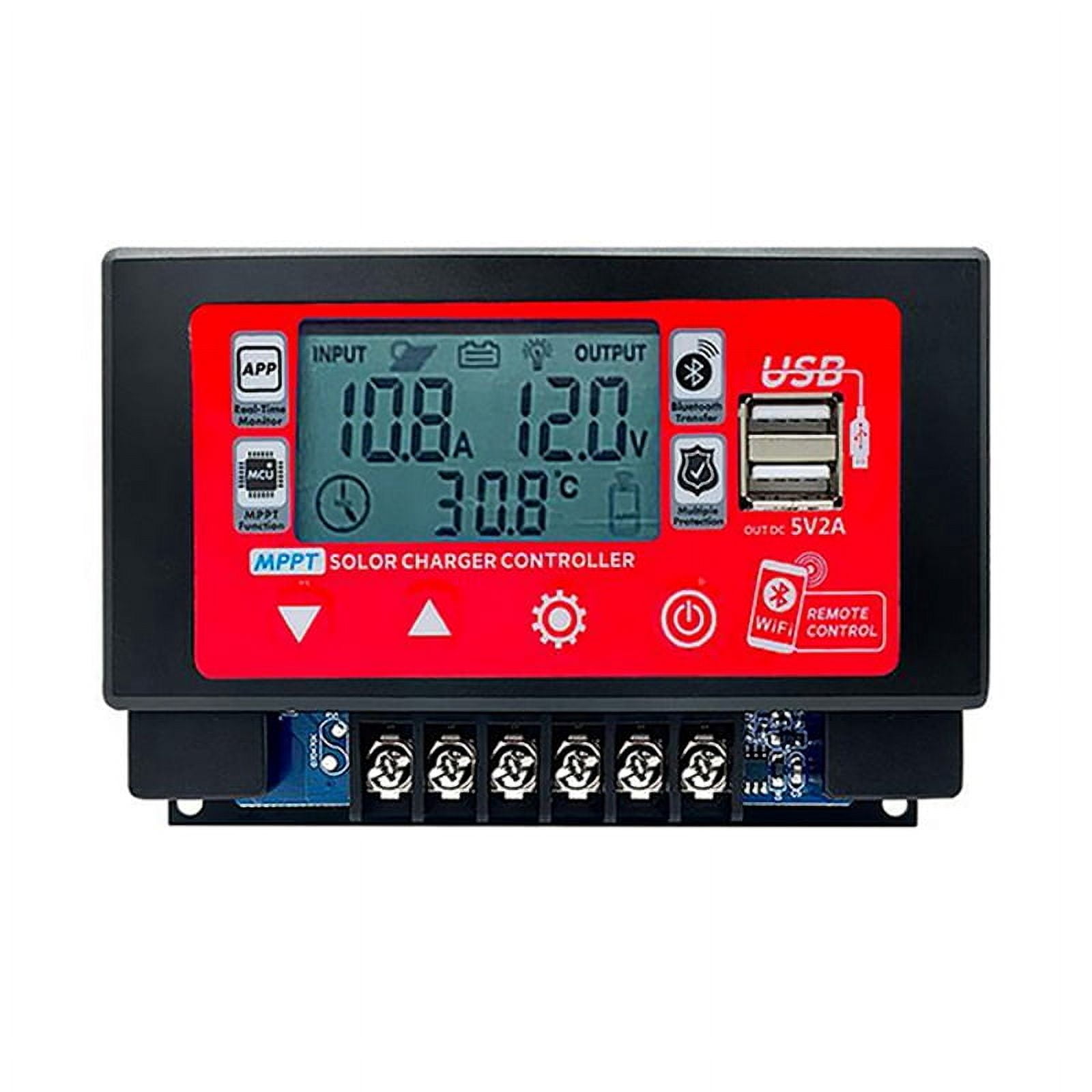 HOT! WIFI Bluetooth Solar Charge Controller 30A MPPT with LCD Display Dual USB Support 12V/24V ...