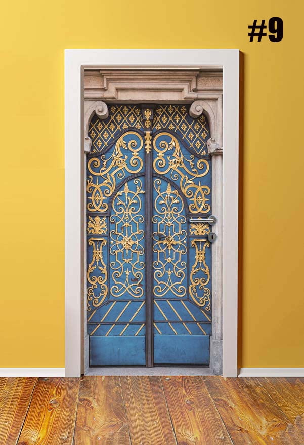 HOT Wholesales Door Mural Medieval Gate Door Wrap Peel and Stick Door ...