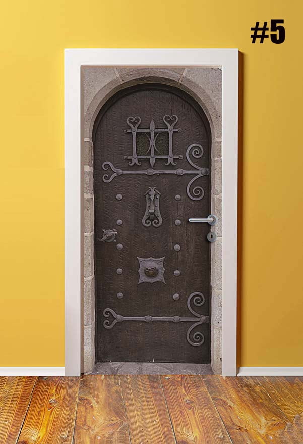 HOT Wholesales Door Mural Medieval Gate Door Wrap Peel and Stick Door ...