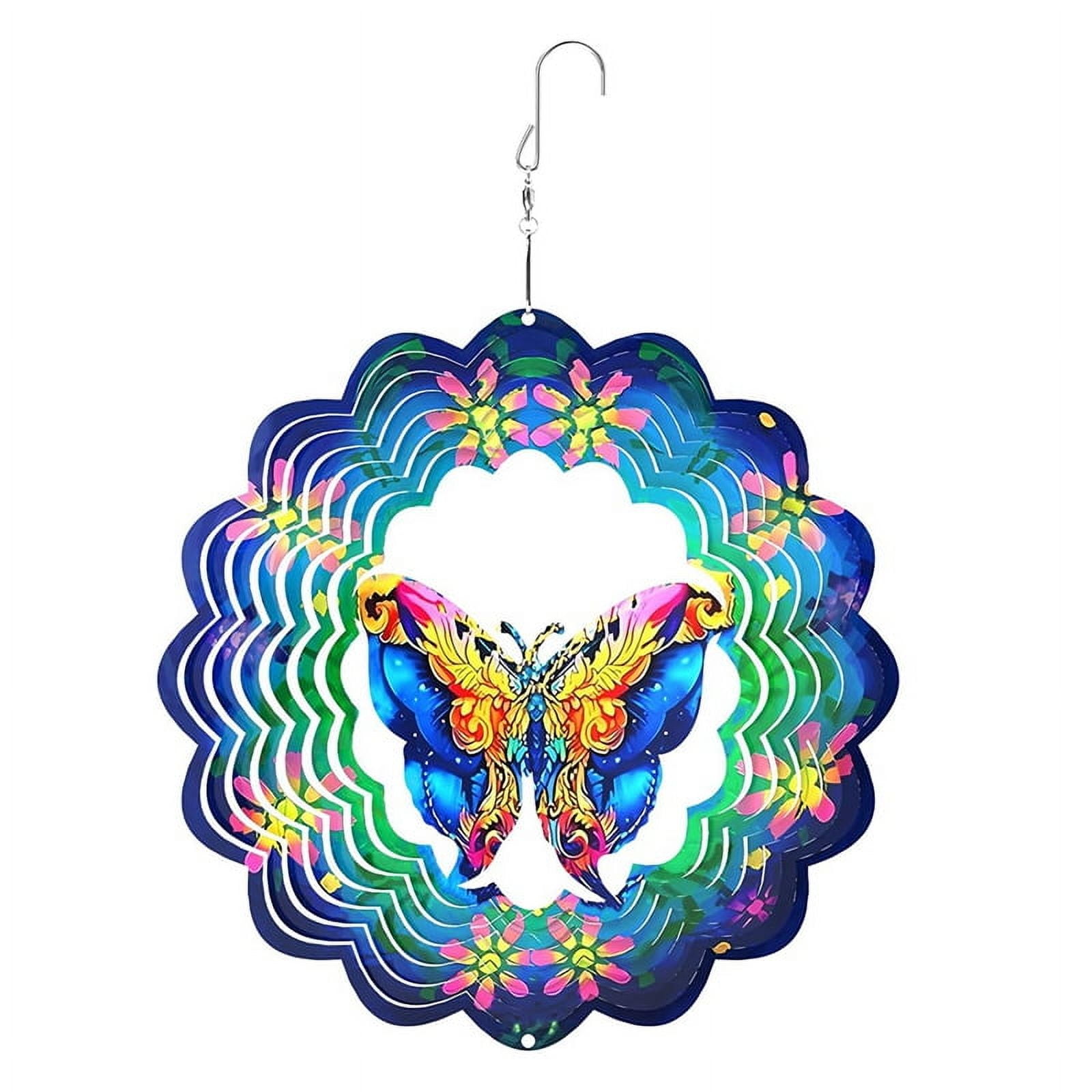 3D Kinetic Wind Spinner Outdoor, Hanging Butterfly Metal Spinner for ...