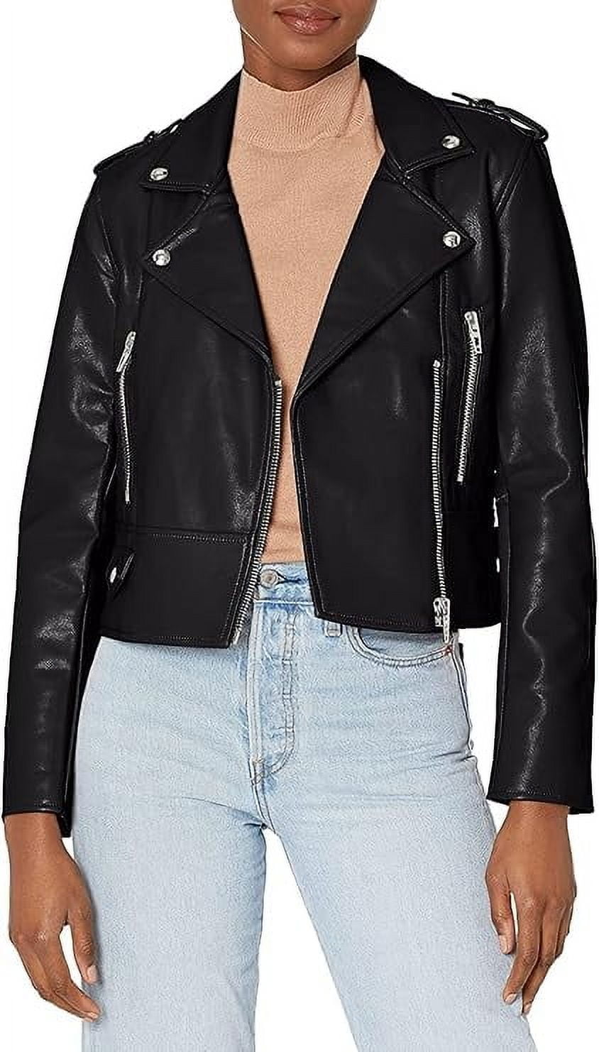 HOT! Women's Genuine Black Lambskin Leather Jacket Slim Fit Biker ...