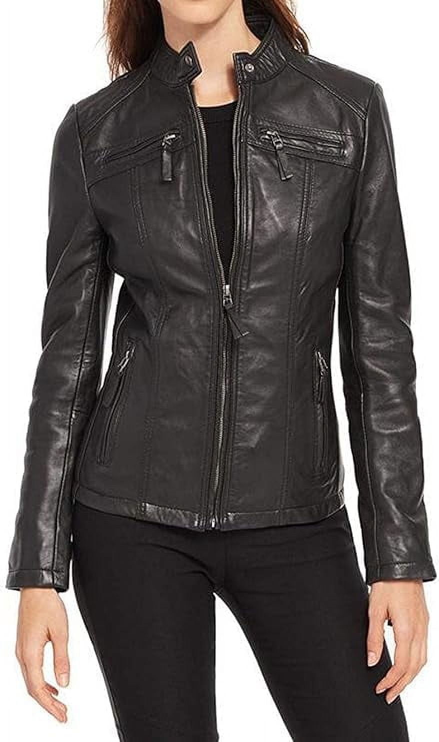 HOT! Women's Genuine Black Lambskin Leather Jacket Slim Fit Biker jacket Coat W601 - Walmart.com