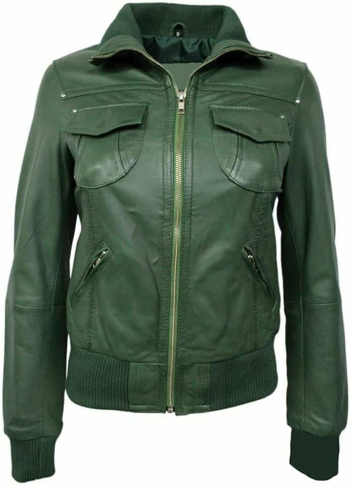 HOT Women's Genuine Green Lambskin Real Leather Jacket Stylish Biker Coat W489 - Walmart.com