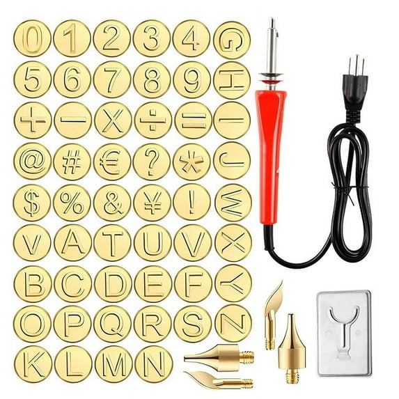 HOT Wood Burning Tip Set, 26 Letters Kit Copper Letter Number Soldering Iron Stencils US Plug ...