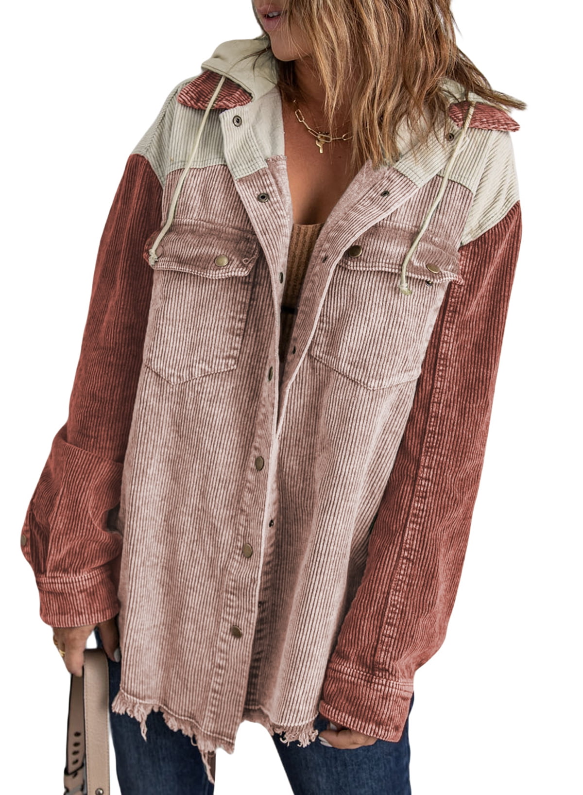 HOTAPEI Corduroy Shackets for Women Button Down Corduroy Jacket Color ...