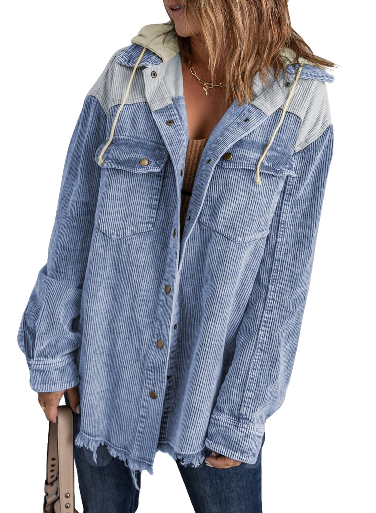 HOTAPEI Corduroy Shackets for Women Button Down Corduroy Jacket Color ...