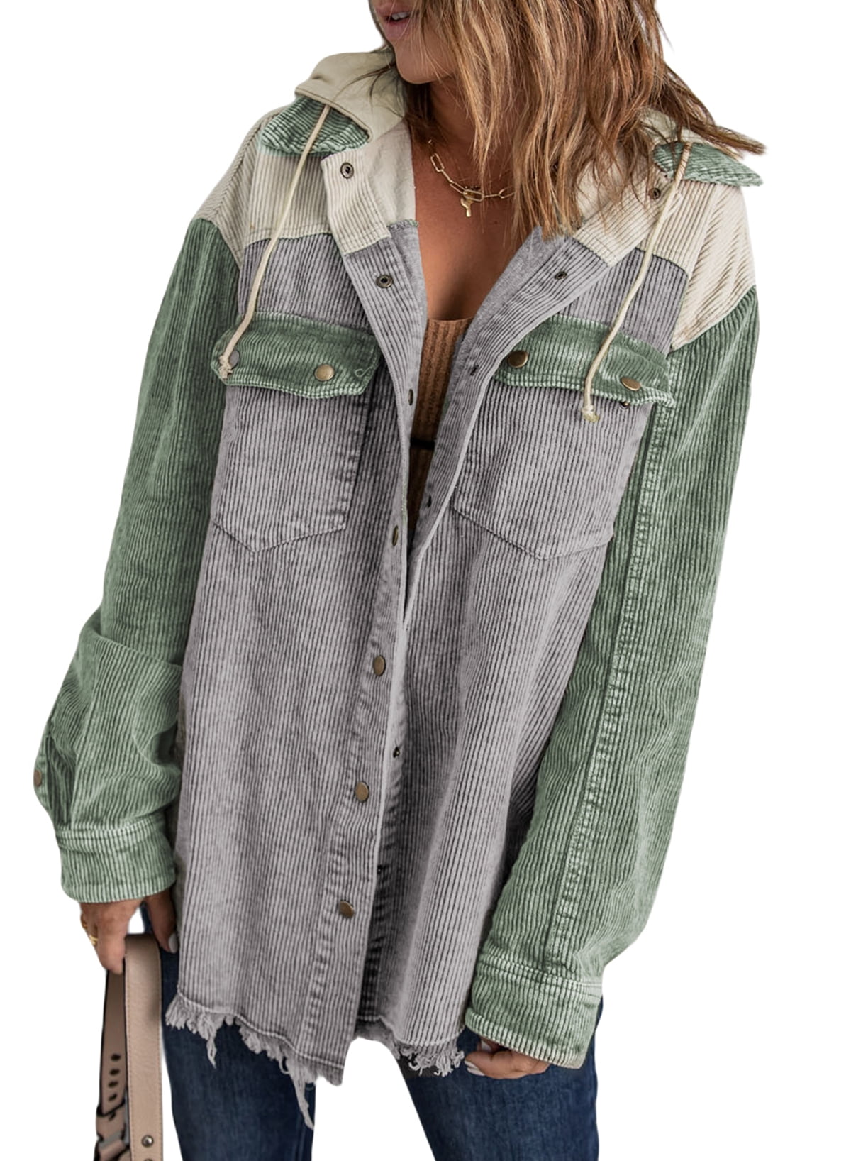 HOTAPEI Corduroy Shackets for Women Button Down Corduroy Jacket Color ...