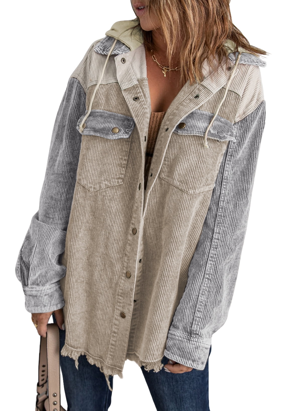 HOTAPEI Corduroy Shackets for Women Button Down Corduroy Jacket Color ...