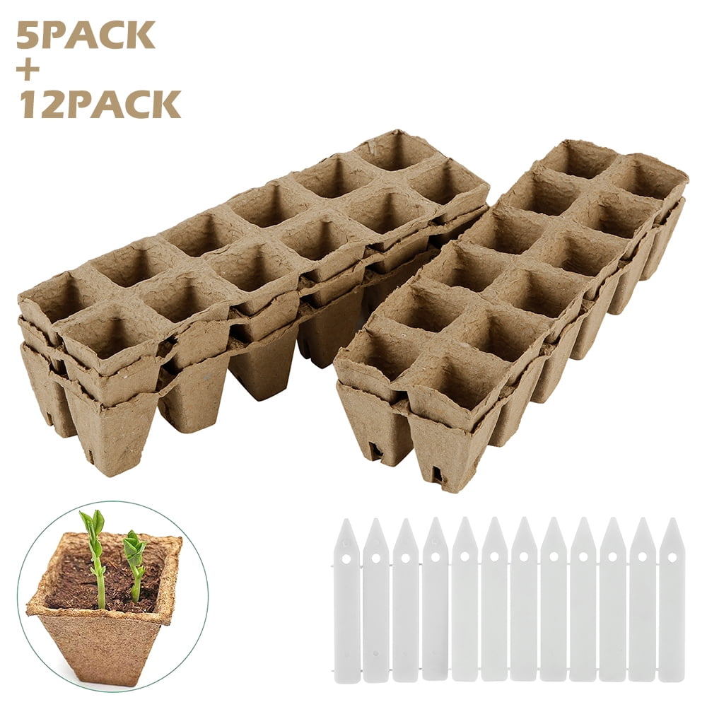 HOTBEST 12 Grid Square Seedling Tray Biodegradable Pulp Set 5 Baby ...