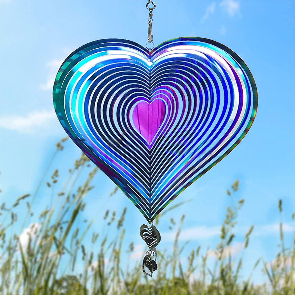 HOTBEST 3D Heart Wind Spinner Metal Stainless Steel Heart Wind Catchers ...