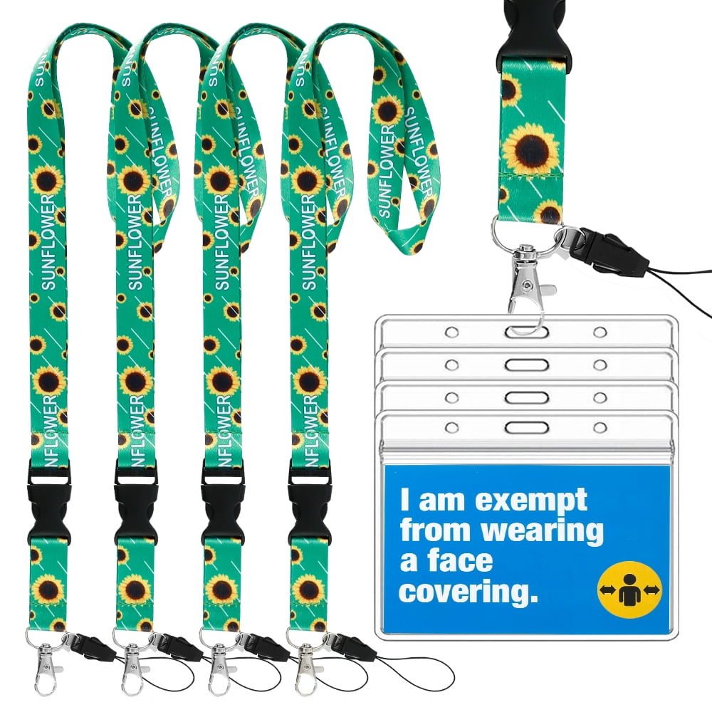 HOTBEST 3PCS Sunflower Lanyard ID Card Badge Holder Mobile Phone Car ...