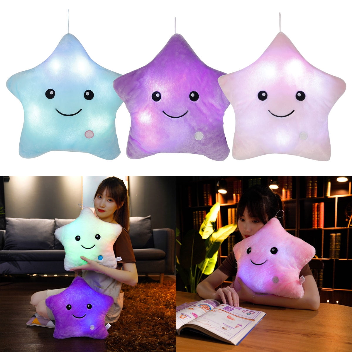 HOTBEST Creative Glowing Star Pillow Luminous Pillow Toys Soft Plush ...