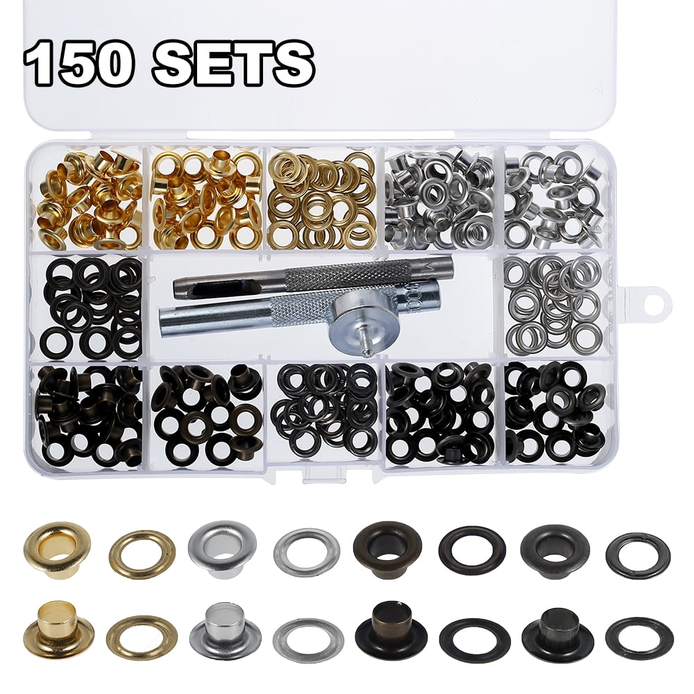 HOTBEST Grommet Kit 150 Sets Grommets Eyelets with Storage Box & 1 ...