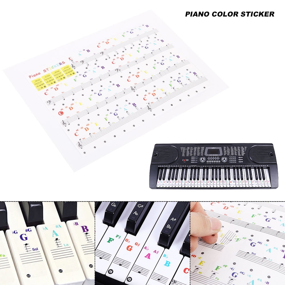 HOTBEST Piano Stickers for Keys Colorful Piano Keyboard Stickers for 88 ...