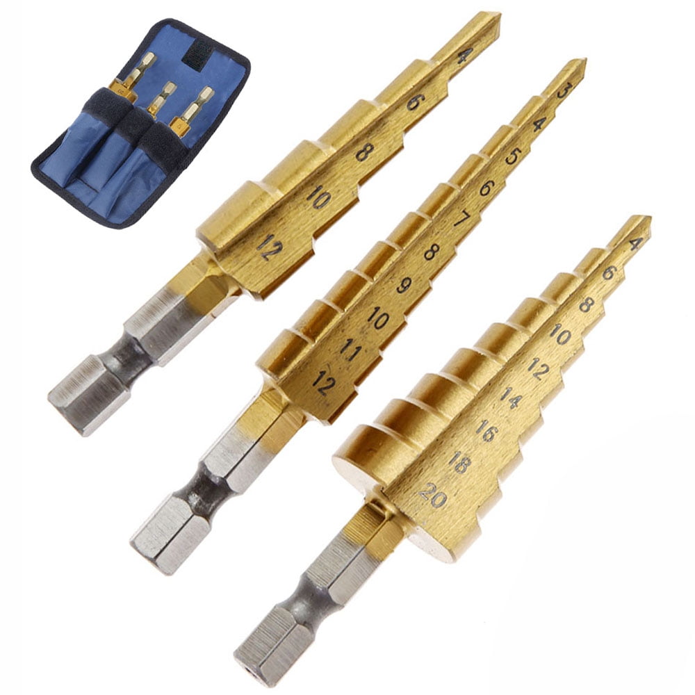 HOTBEST Premium 5/ 3pcs HSS Cobalt Multiple Hole Step Drill Bit Set ...