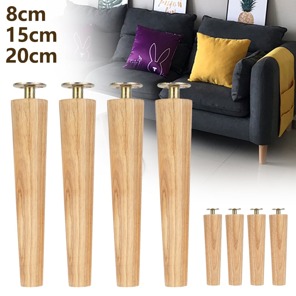 HOTBEST Wooden Furniture Legs 8/15/20cm ubber Wood Tapered Legs with 4 ...