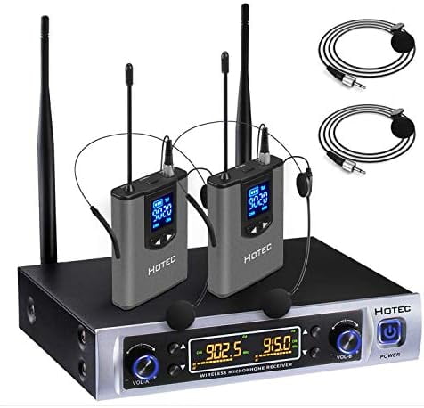 HOTEC UHF Wireless Microphone System with Dual Lapel/Lavalier and ...