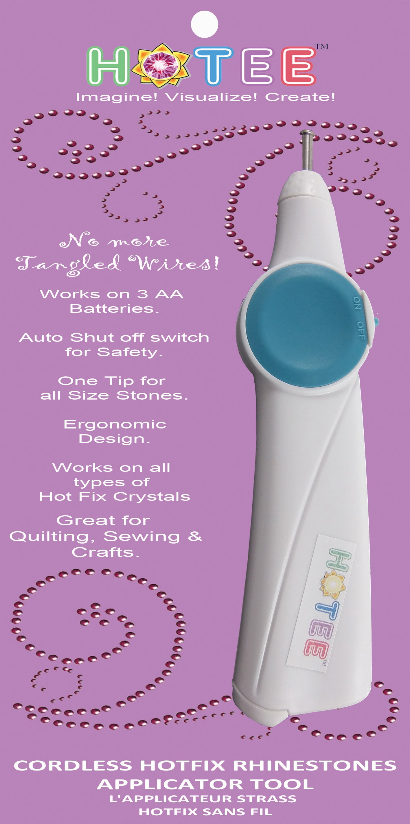HOTEE CORDLESS Hotfix Iron On Rhinestones Applicator Tool Setter ...