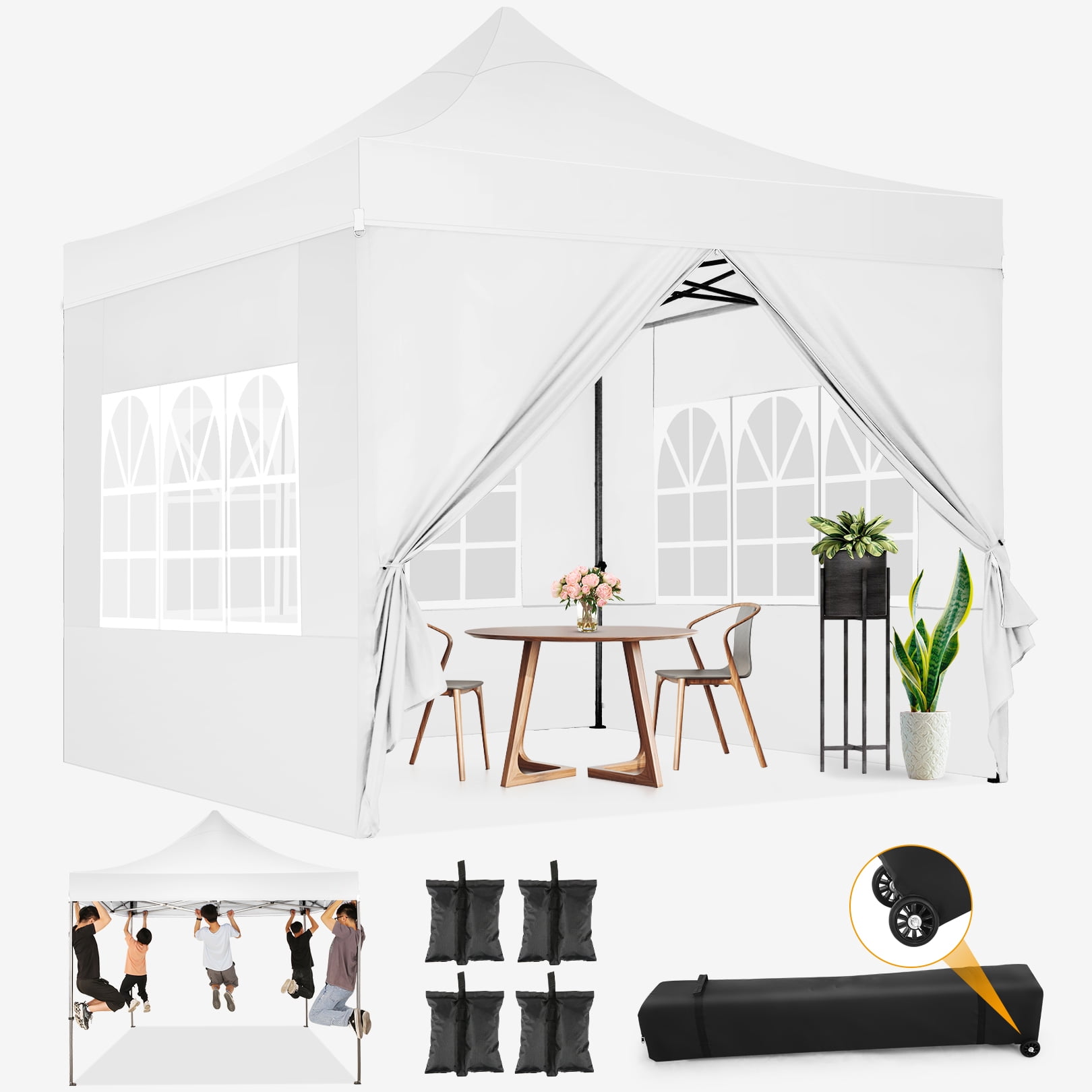 HOTEEL 10 x10 Pop up Commercial Canopy, Heavy Duty Canopy Tent with 4 ...