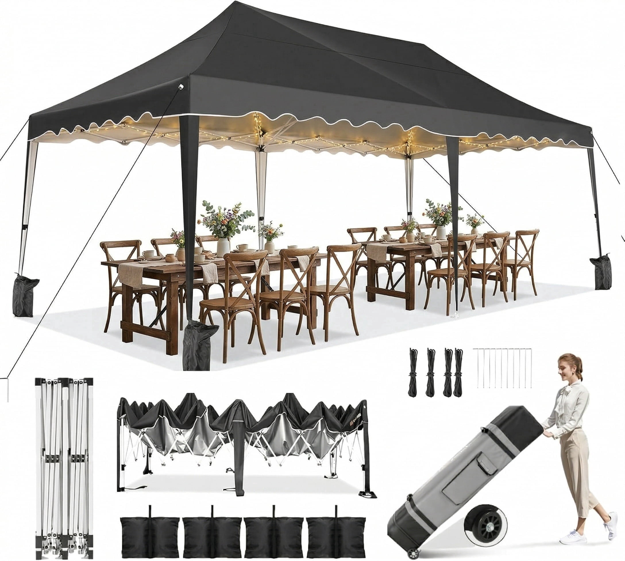 Hoteel, Outdoor Canopy, 10'x20', Waterproof with Wheeled Bag - Walmart.com