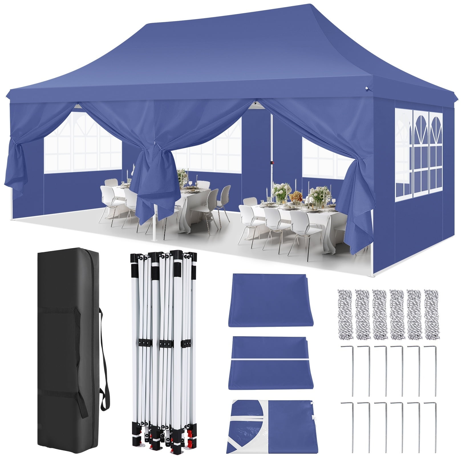 HOTEEL 10'x20' Pop up Canopy Tent with 6 Removable Sidewalls, Instant ...