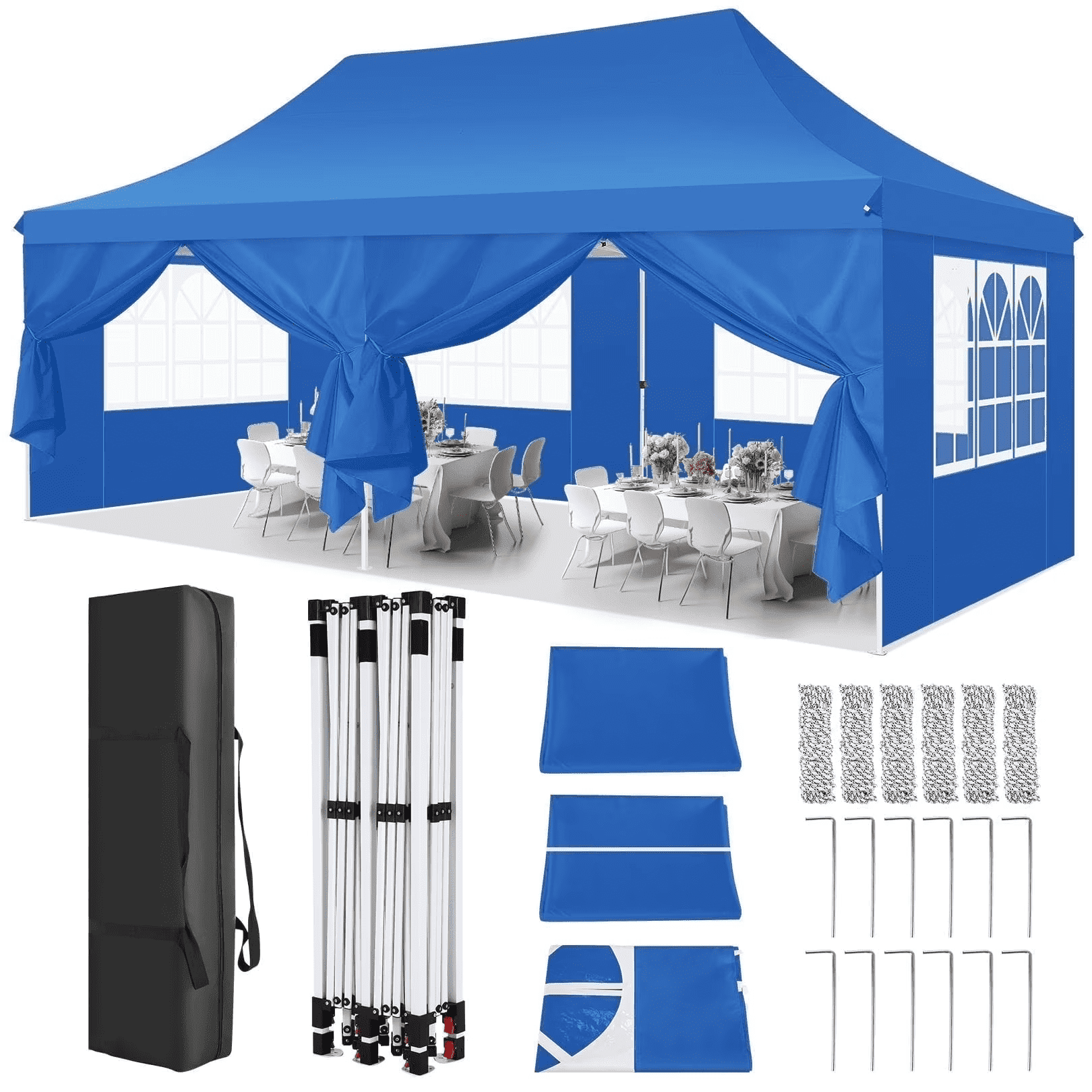 HOTEEL 10'x20' Party Canopy Tent, Waterproof Shelter with 6 Sidewalls ...
