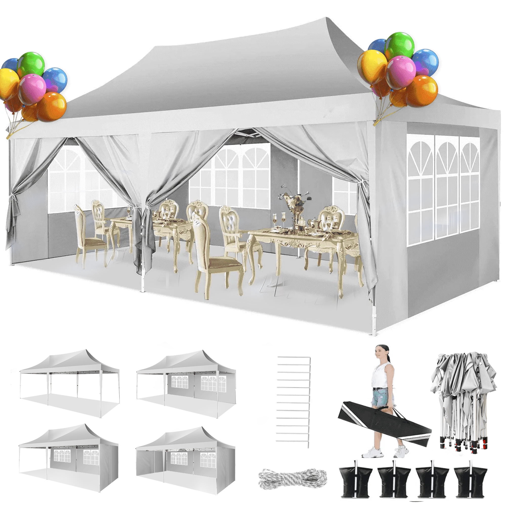 Hoteel 10'x20' Pop up Canopy Tent with 6 Removable Sidewalls, Instant ...
