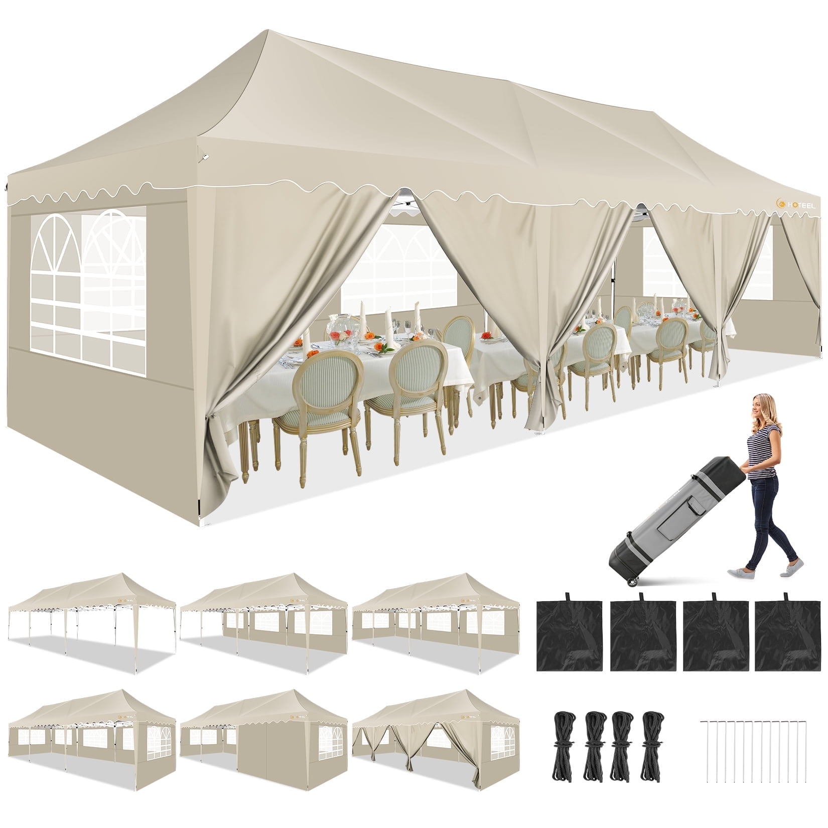 HOTEEL 10'x30' Heavy-duty Event Tent, 8 Removable Sidewalls, Waterproof ...