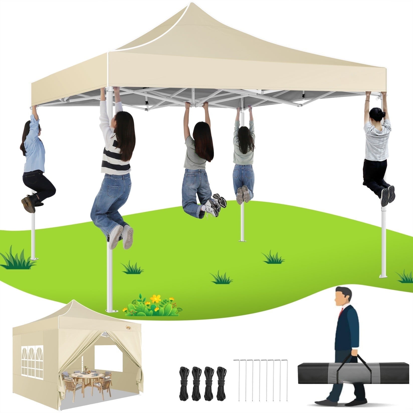 HOTEEL 10x10 Canopy Tent Pop Up Canopy, Outdoor Easy Up Canopy With ...