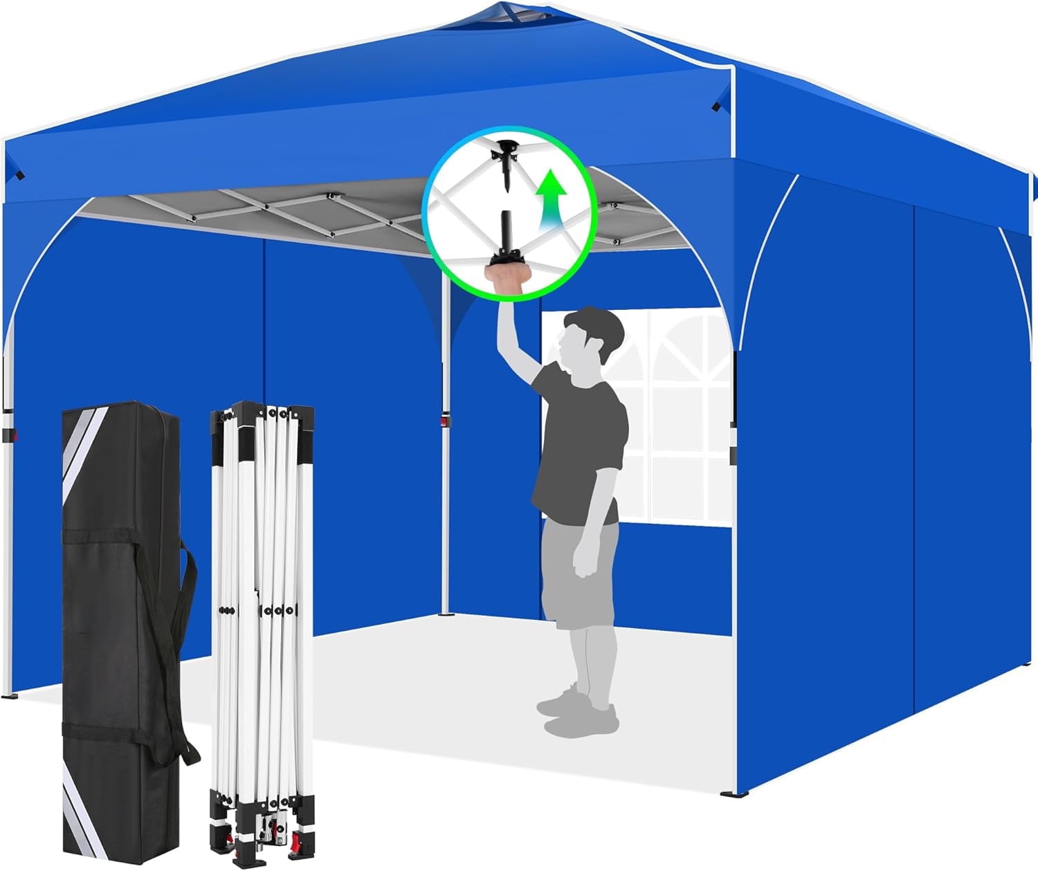 HOTEEL 10x10 Ez Up Pop Up Canopy Tent, Party Tents with Stakes & Ropes ...