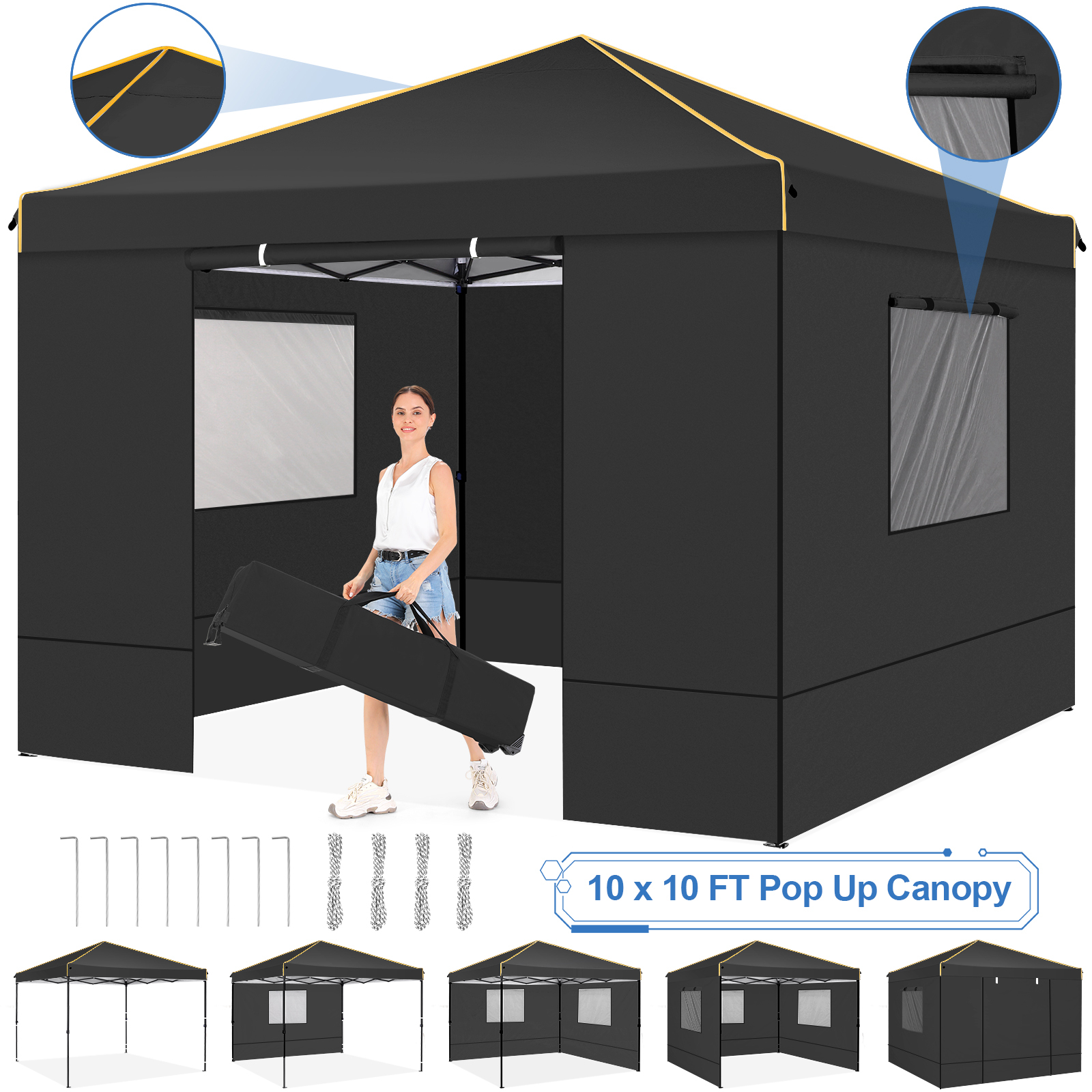 Eurmax Grey 10x10 Picnic Canopy Collapsible Gazebo with Vents - Walmart.com