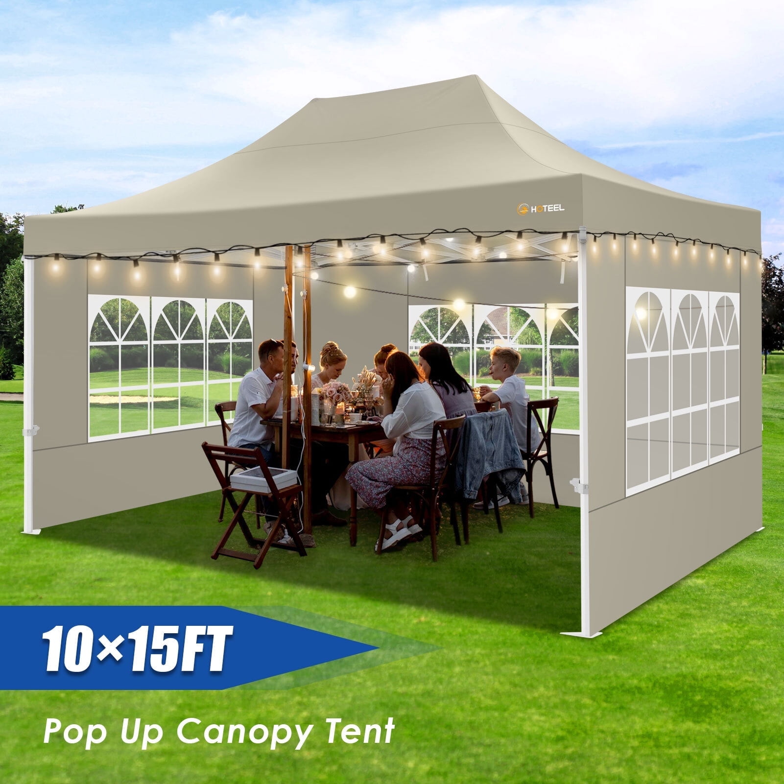 HOTEEL 10x15 Pop Up Canopy Tent Heavy Duty with 4 Sidewalls,Tents for ...