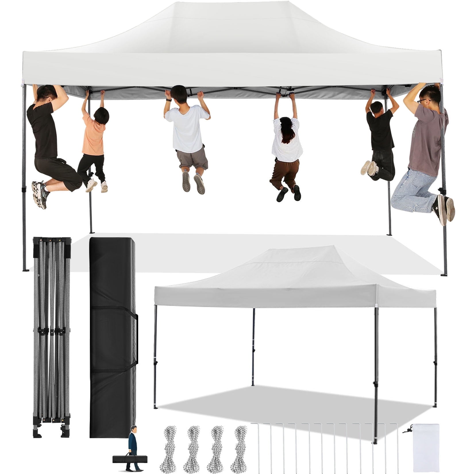 HOTEEL Commercial 10x15ft Pop up Canopy, Large Yard Shade, Heavy Duty ...