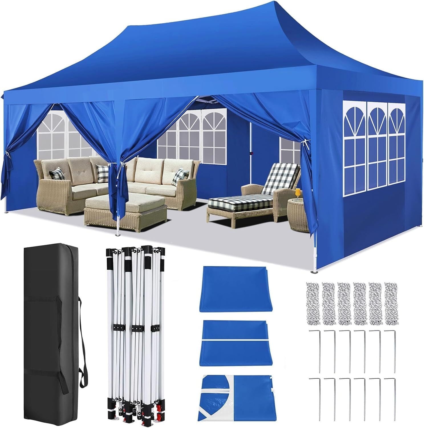 HOTEEL 10x20 Canopy Tent with Sidewalls,3 Adjustable Height Commercial ...
