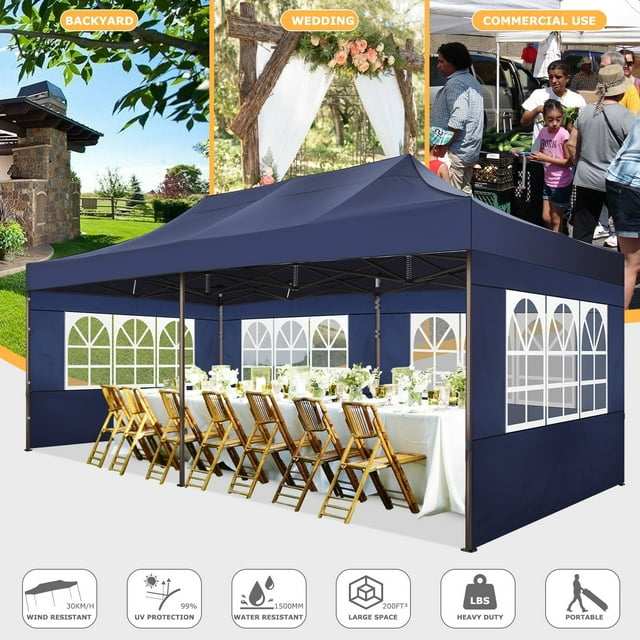 HOTEEL 10x20 Heavy Duty Canopy Tent with 6 Removable Sidewalls,Pop up ...