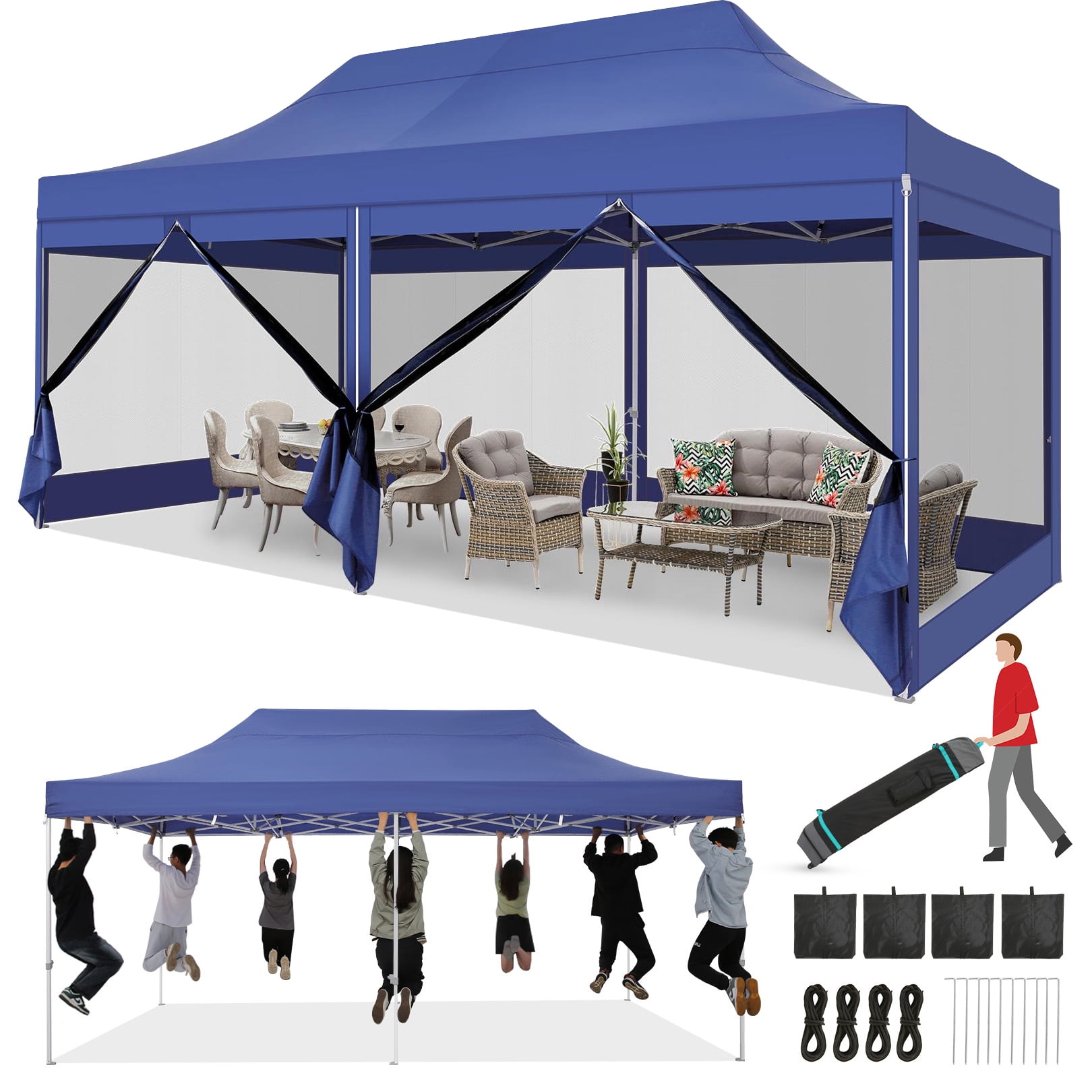 Free Shipping! HOTEEL 10x20 Heavy Duty Canopy Tent, Pop up Gazebo with ...