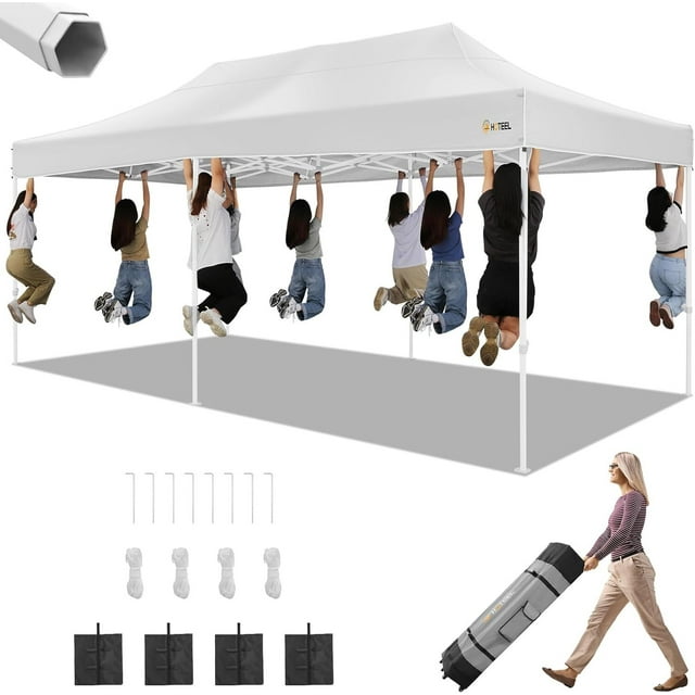 HOTEEL 10x20 Heavy Duty Canopy Tent, Pop up Commercial Tents, Outdoor ...