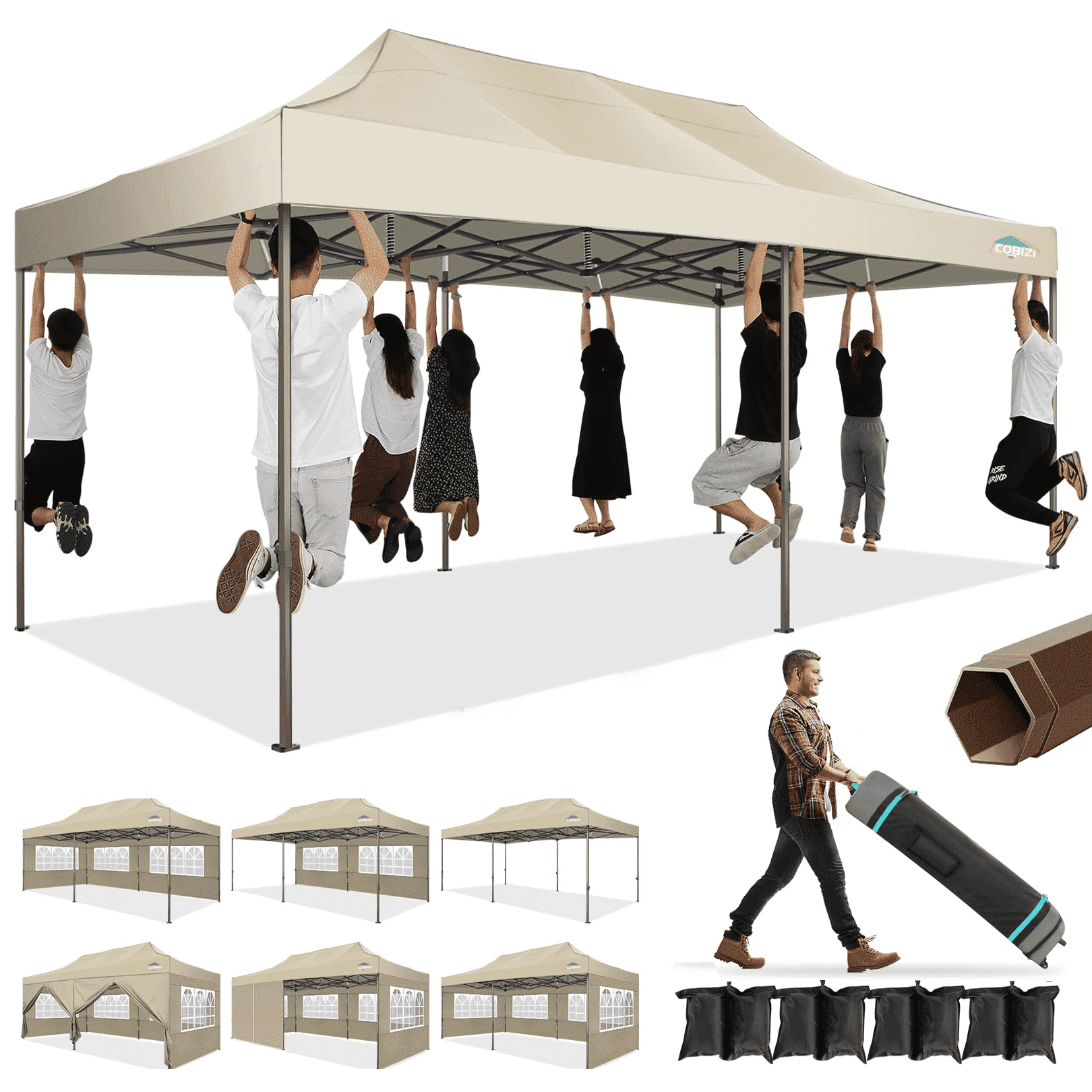 HOTEEL 10x20 Heavy Duty Canopy Tent with 6 Removable Sidewalls,Pop up ...