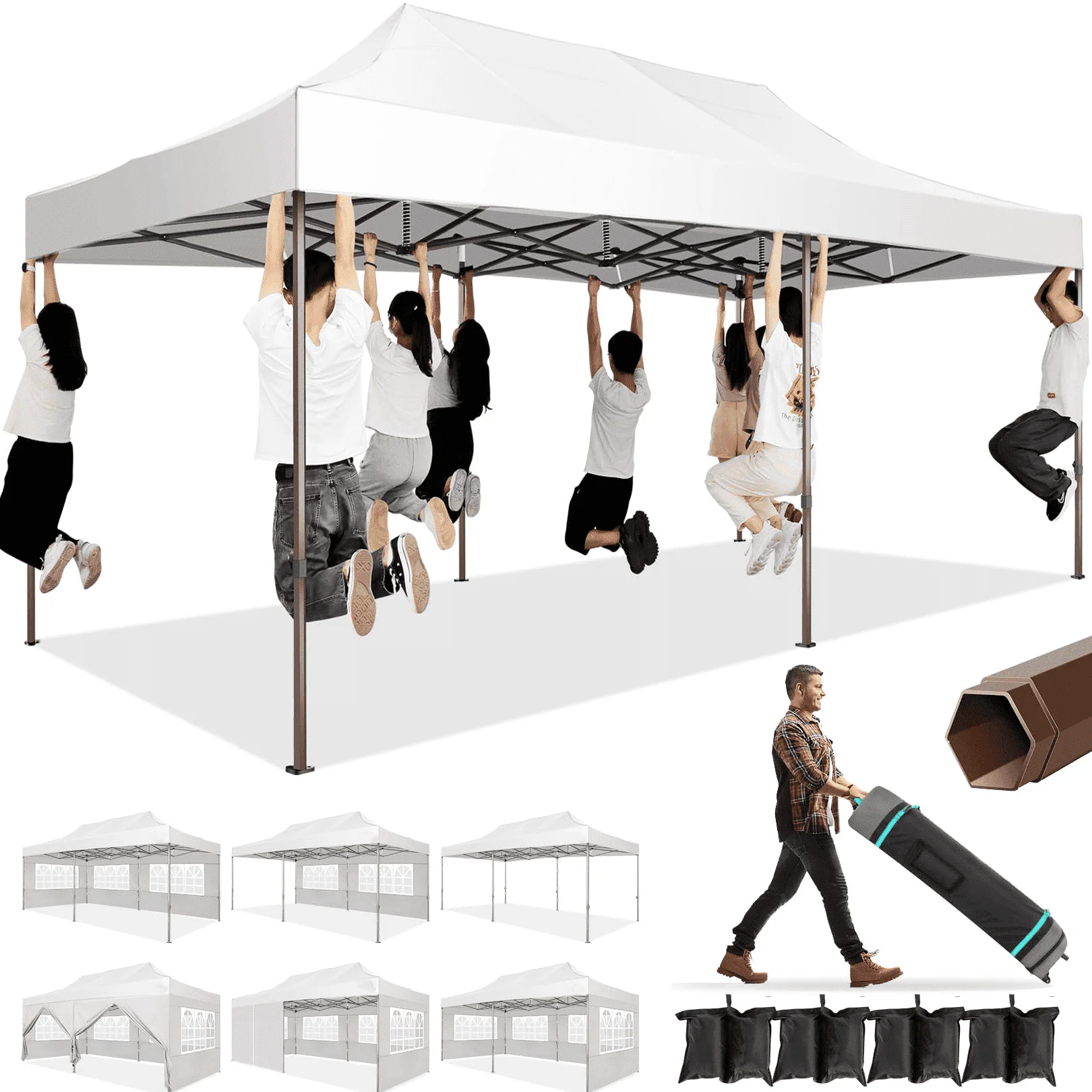 HOTEEL 10' x 20' Pop up Canopy Tent,Heavy Duty Waterproof Commercial ...