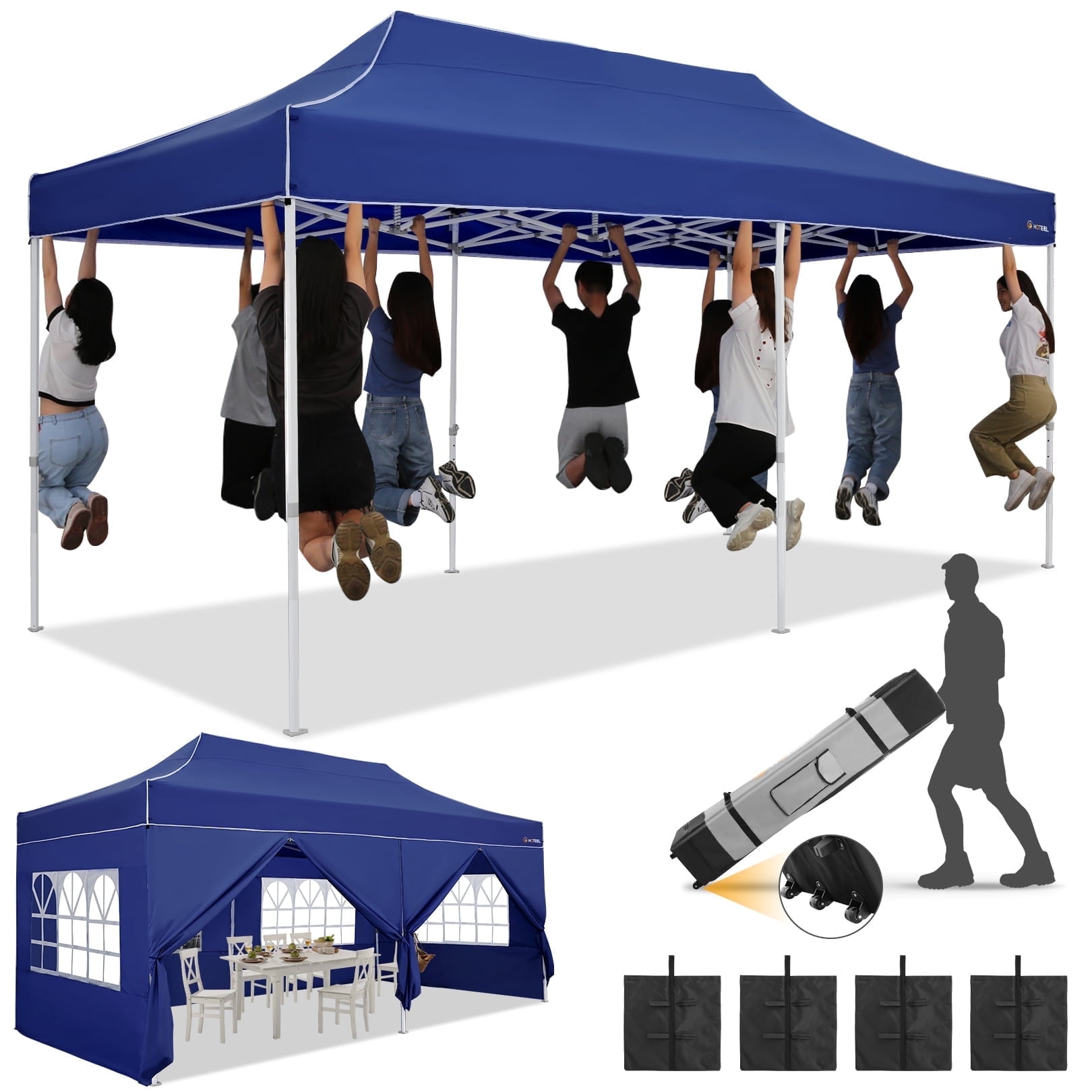 HOTEEL 10x20 Heavy Duty Canopy Tent with 6 Sidewalls,Pop up Commercial ...