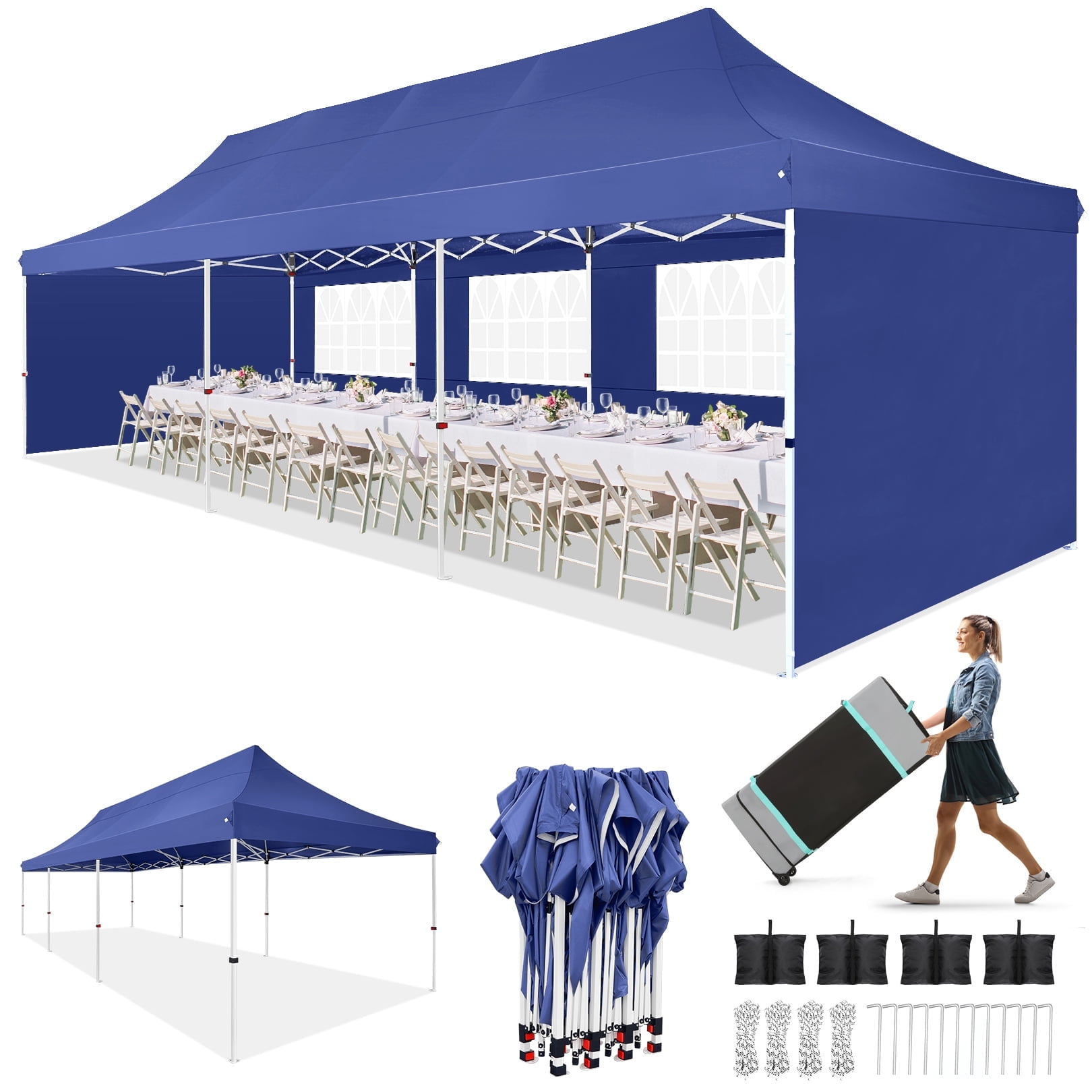 HOTEEL 10x30 Heavy Duty Canopy with Sidewalls,Ez Pop up Canopies ...